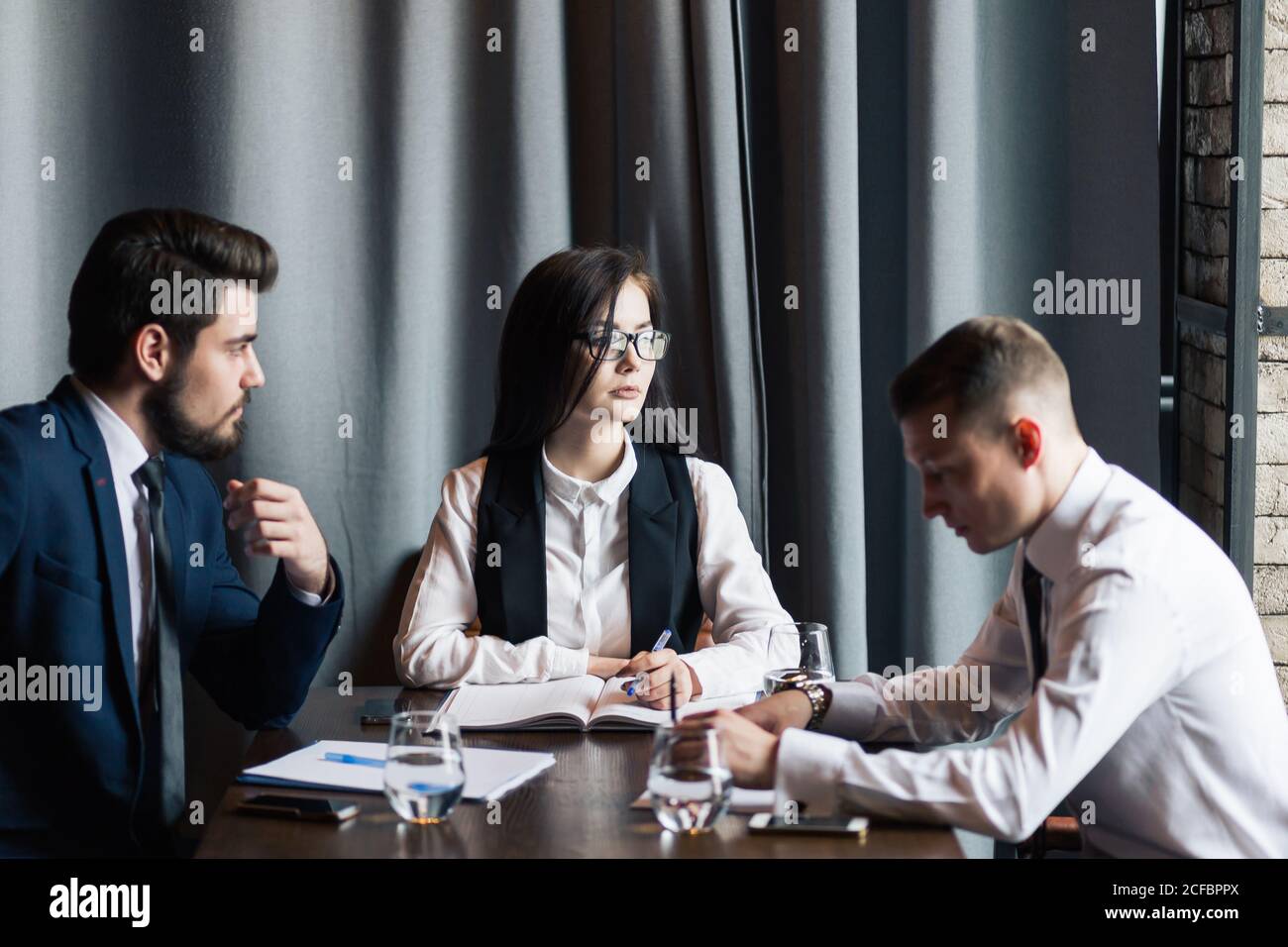 Female Boss Addressing Office Workers At Meeting Stock Photo - Alamy