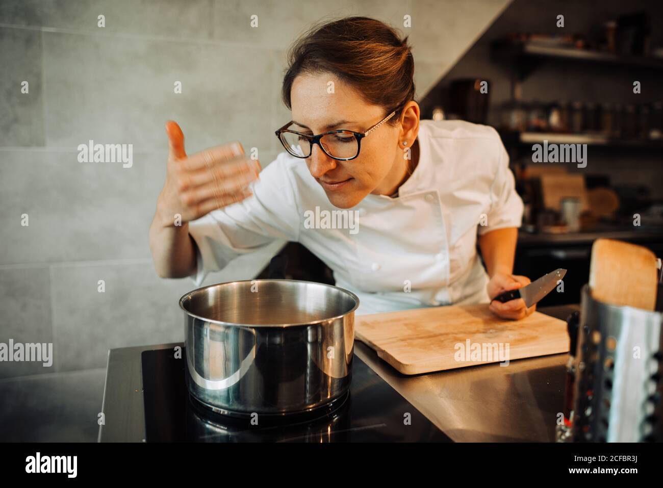 Chef smelling hi-res stock photography and images - Alamy