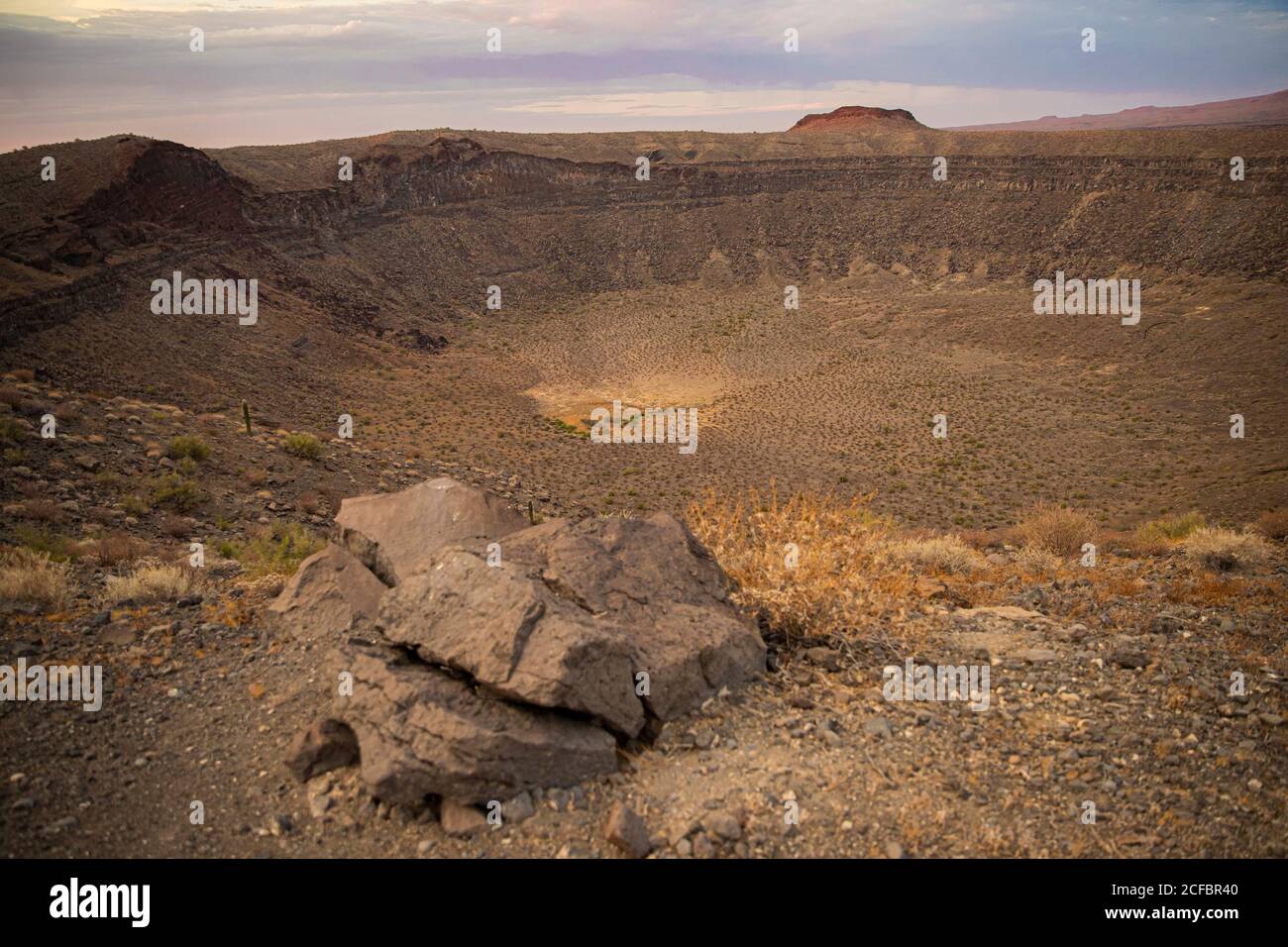 Maar-type crater El Elegant in the mountains of the El Pinacate ...