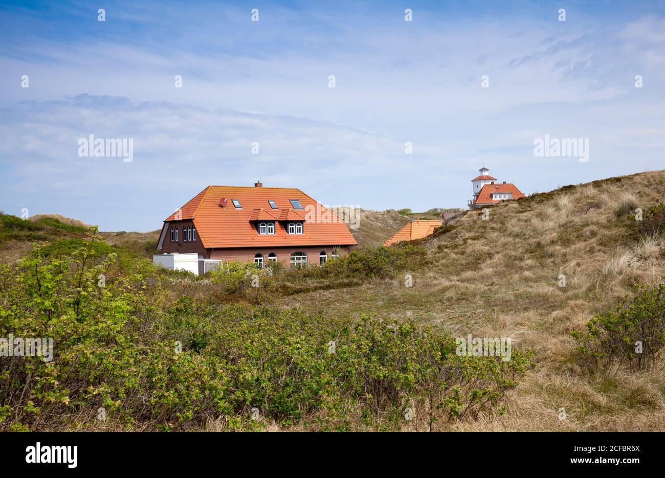 Island typical, partly modern architecture, Langeoog, East Frisian ...