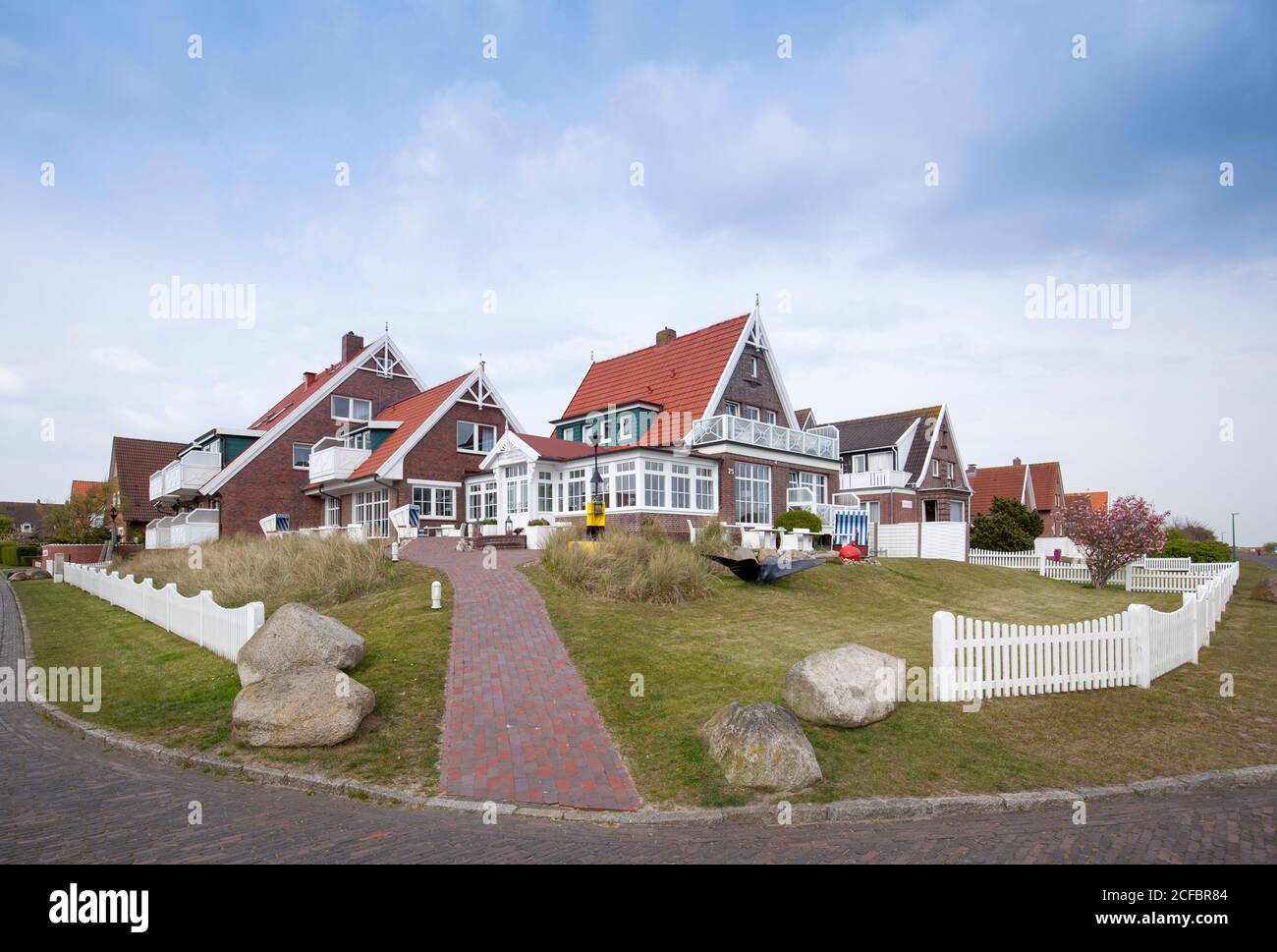 Island typical, partly modern architecture, Langeoog, East Frisian ...
