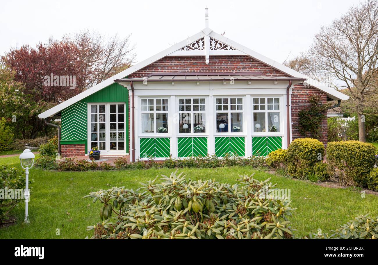 Island typical, partly modern architecture, Langeoog, East Frisian ...