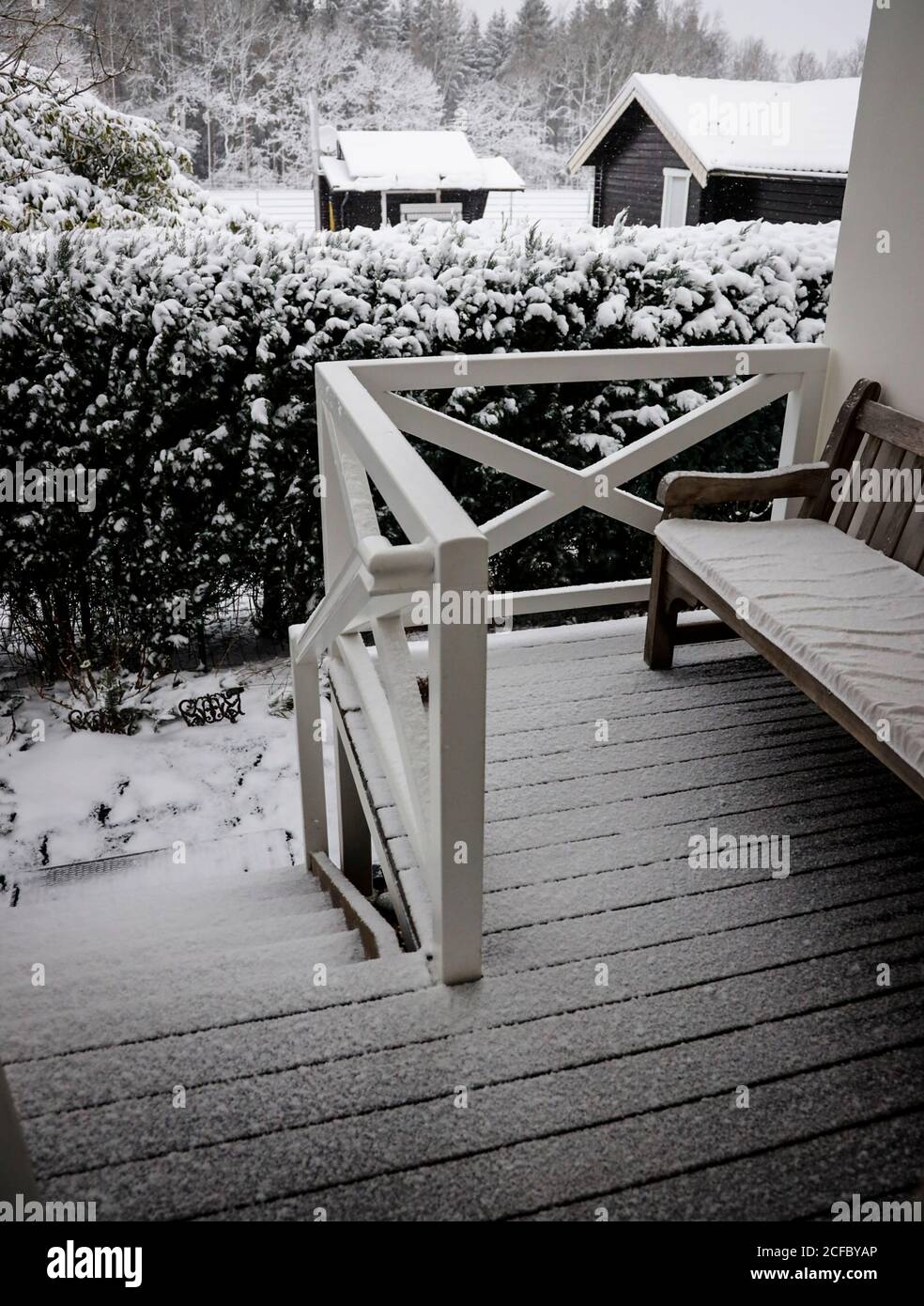 white veranda with snow Stock Photo - Alamy