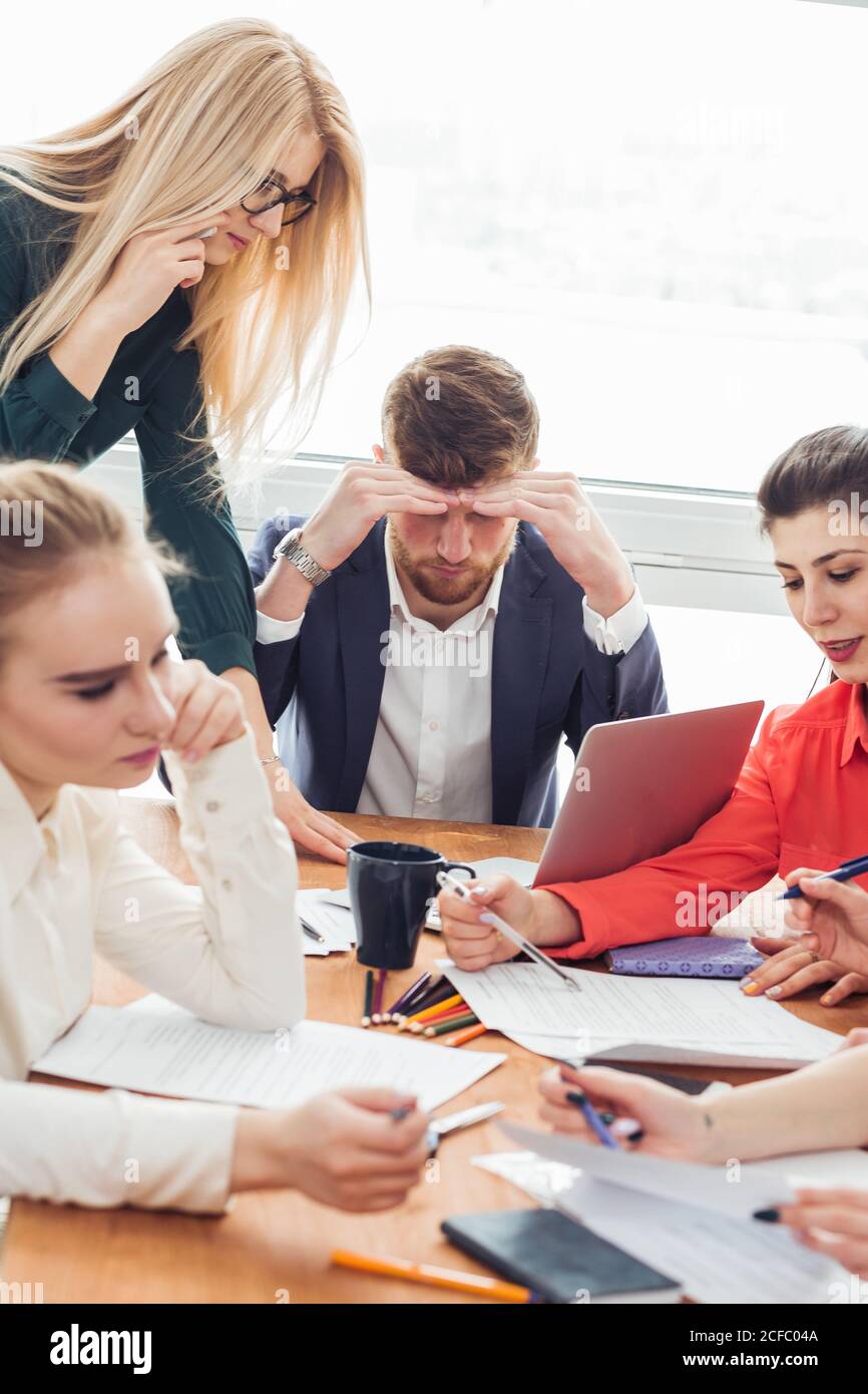 tired Thinking business man Stock Photo - Alamy