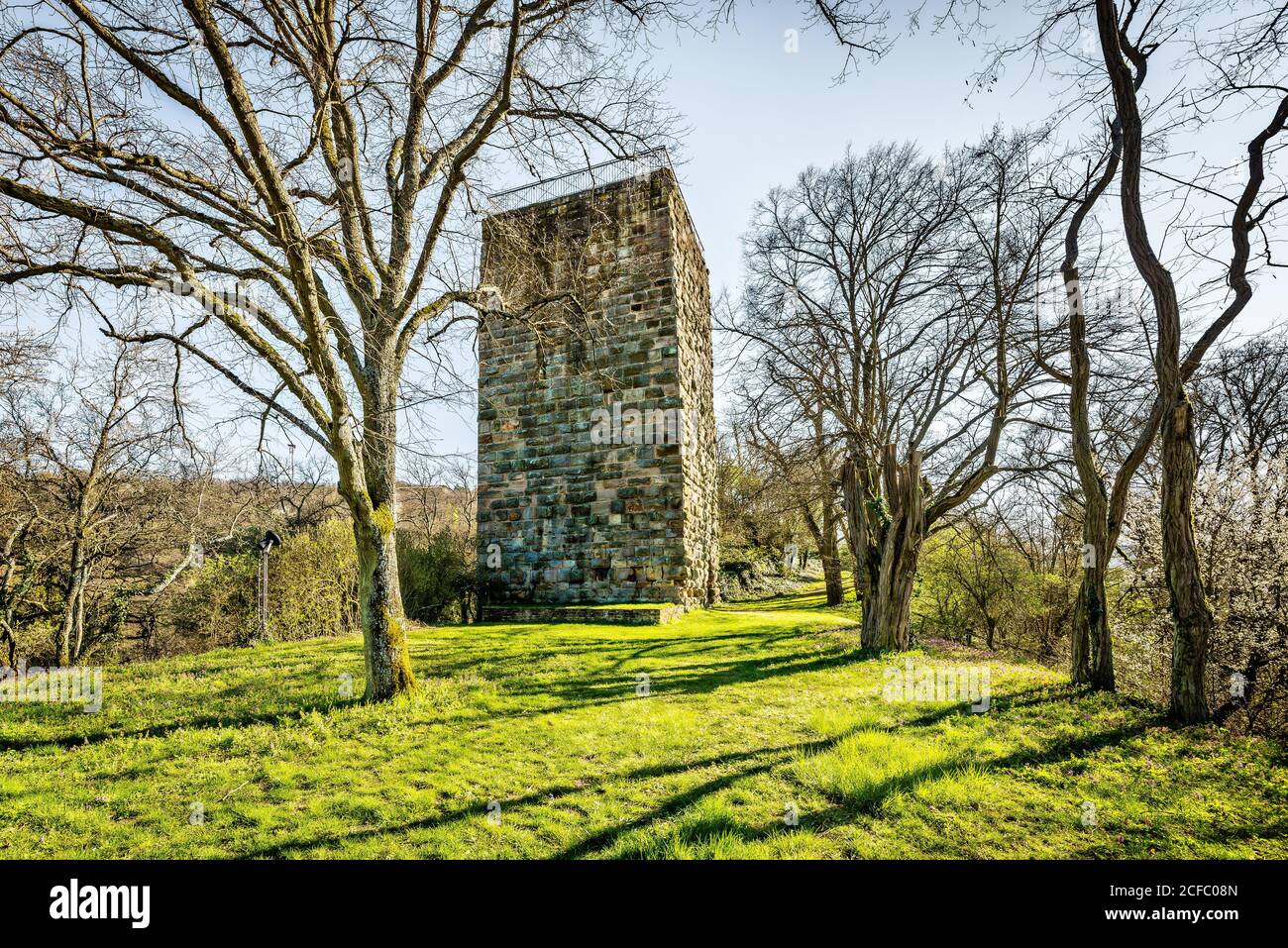 Residential tower of Burg Sponheim, in the Soonwald (Hunsrück), lies on ...