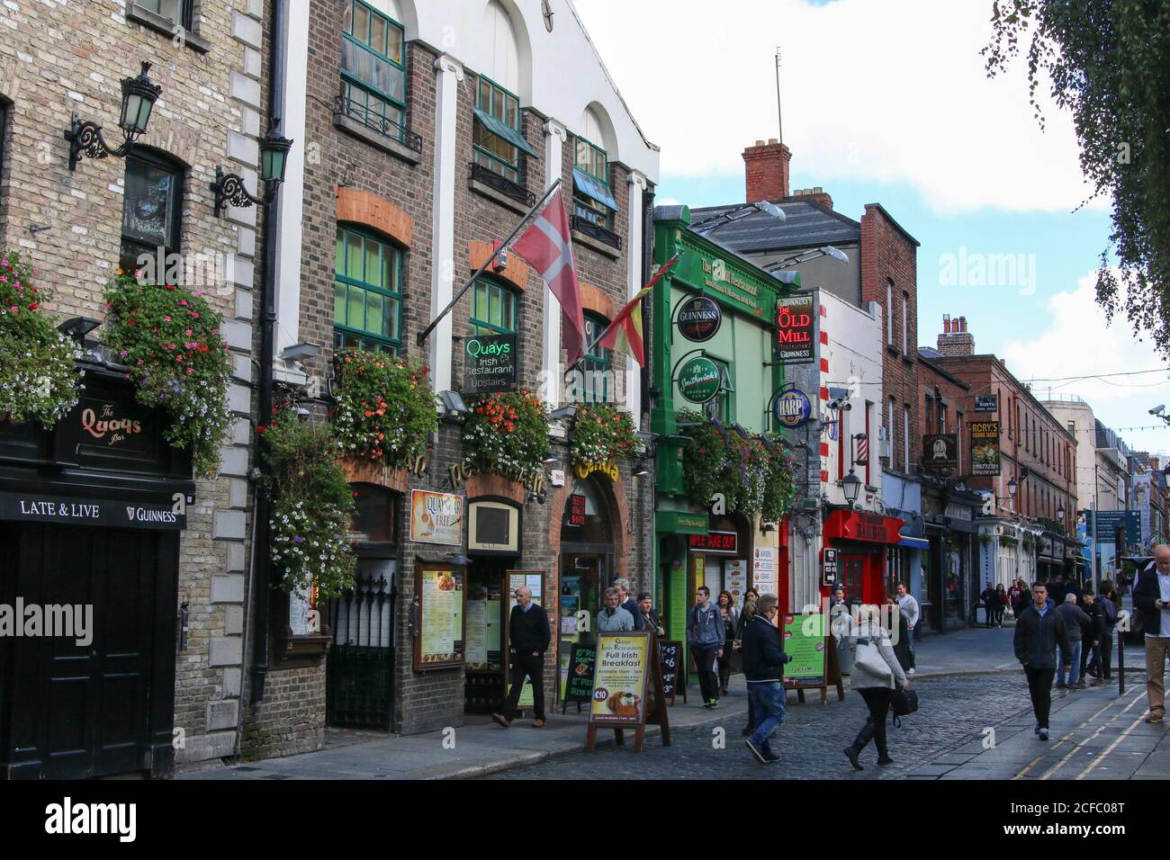 Facades of houses in Dublin's trendy pubs typically Irish Stock Photo ...