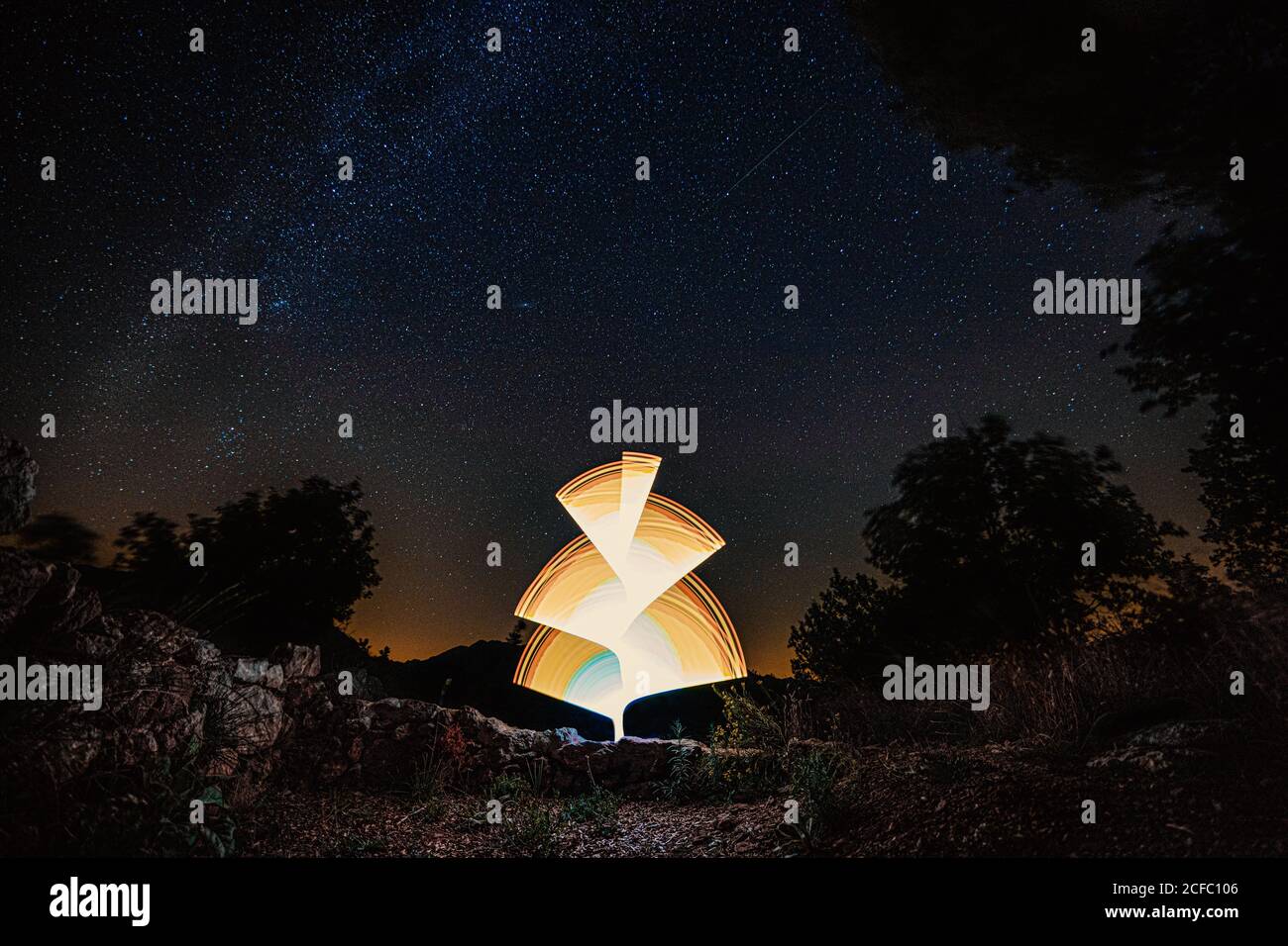 Night sky with abstract shapes in Light Painting Stock Photo - Alamy