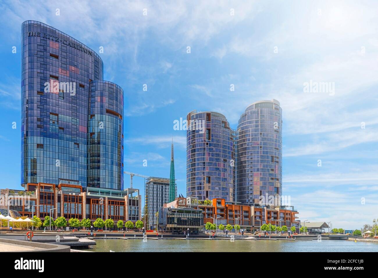 Perth, Nov 2019: Modern high rise glass buildings at Elizabeth Quay ...