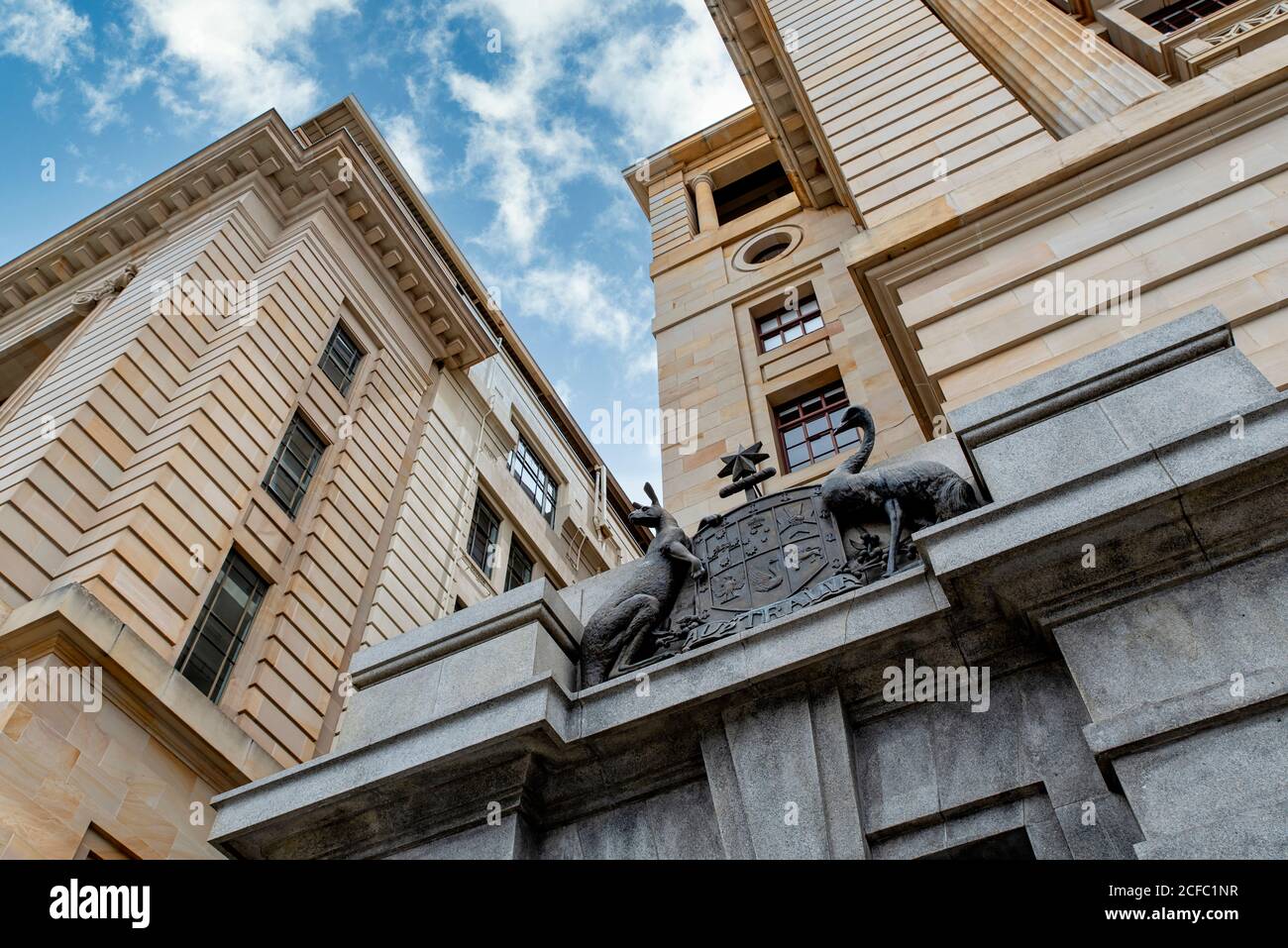 Perth, WA, Nov 2019: Australian coat of arms with kangaroo and emu ...