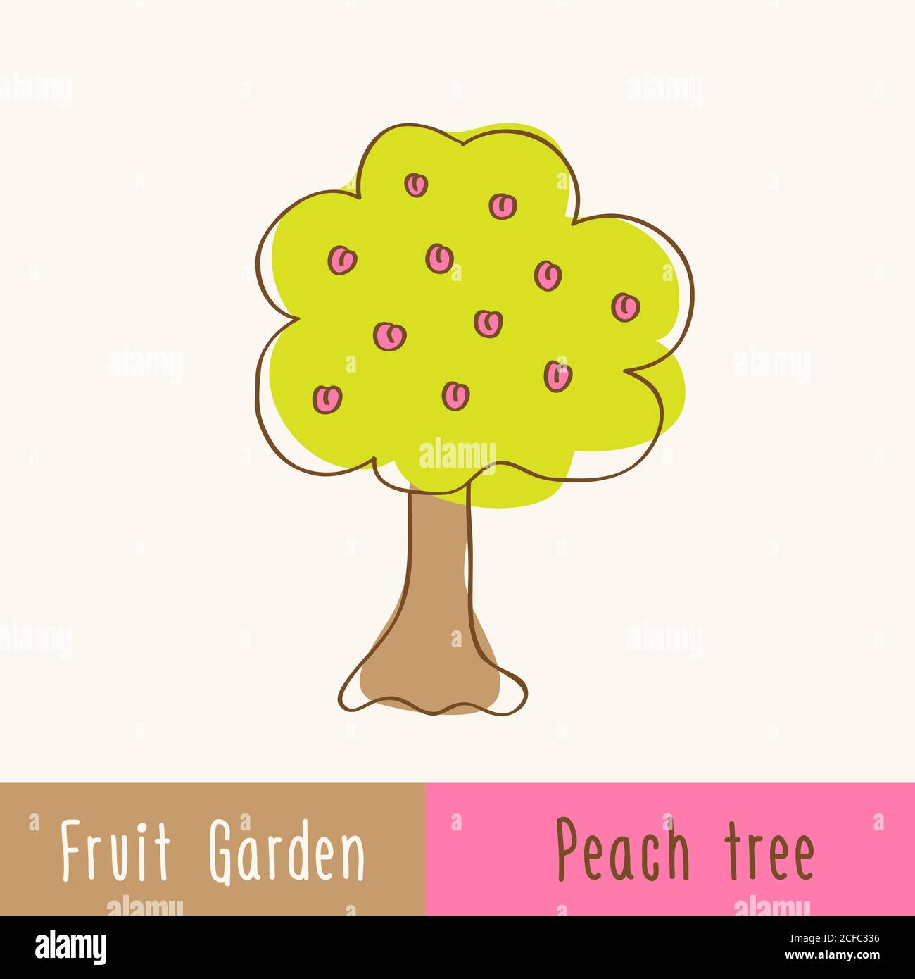 Garden fruit trees - single tree - hand-drawn doodles. Vector ...