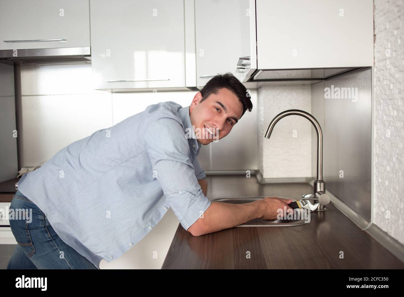 Kitchen worktop overhead hi-res stock photography and images - Alamy