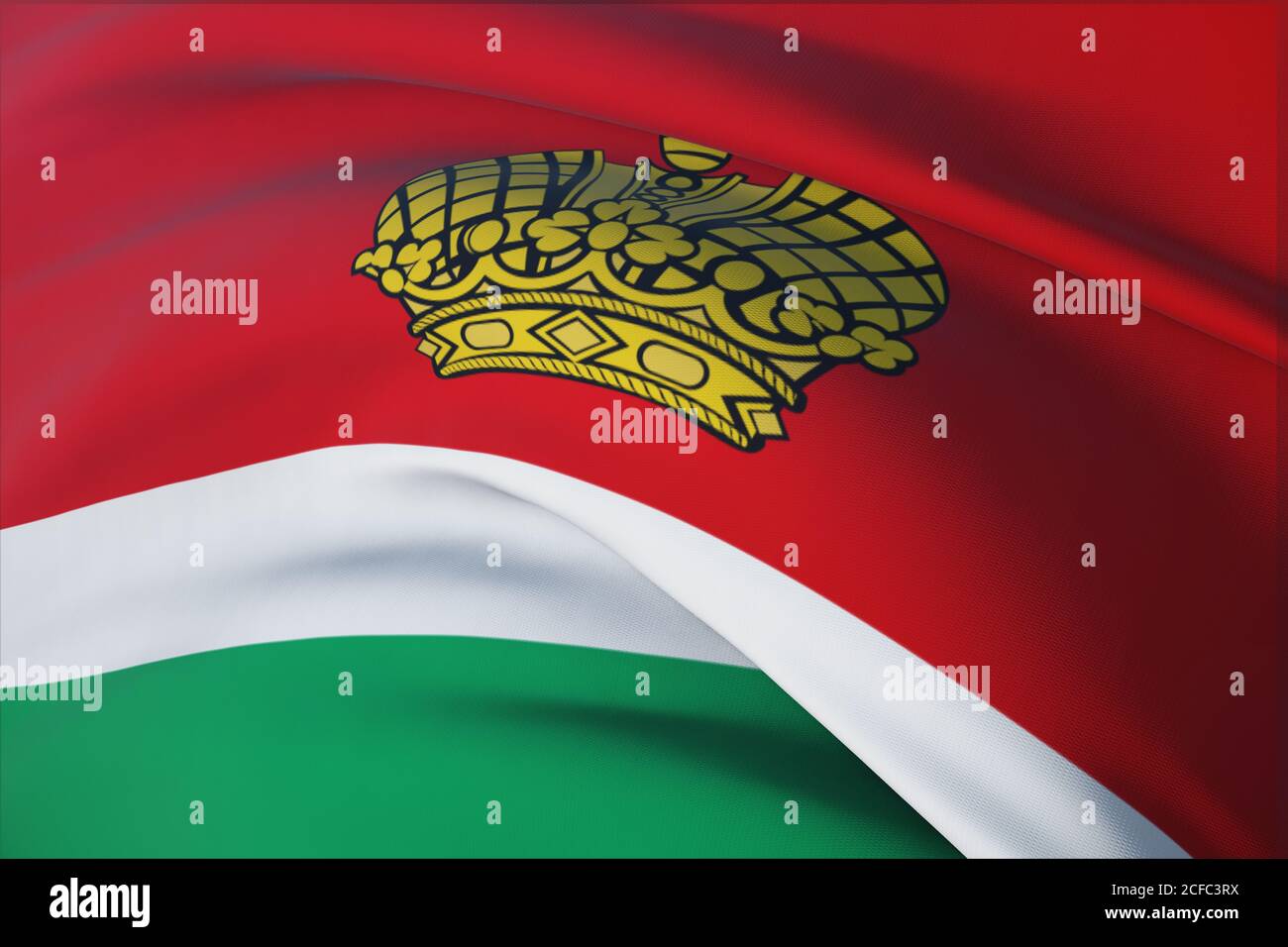 Flag of Kaluga Oblast. 3D illustration close-up flag background. Flags ...