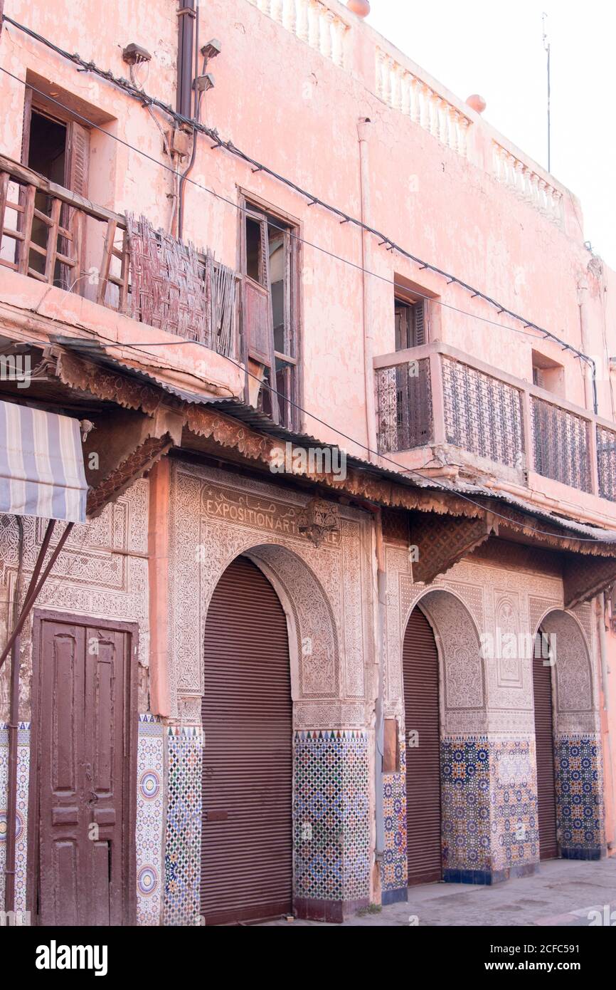 Medina of Marrakech "red city" with special riads and buildings, Mellah ...