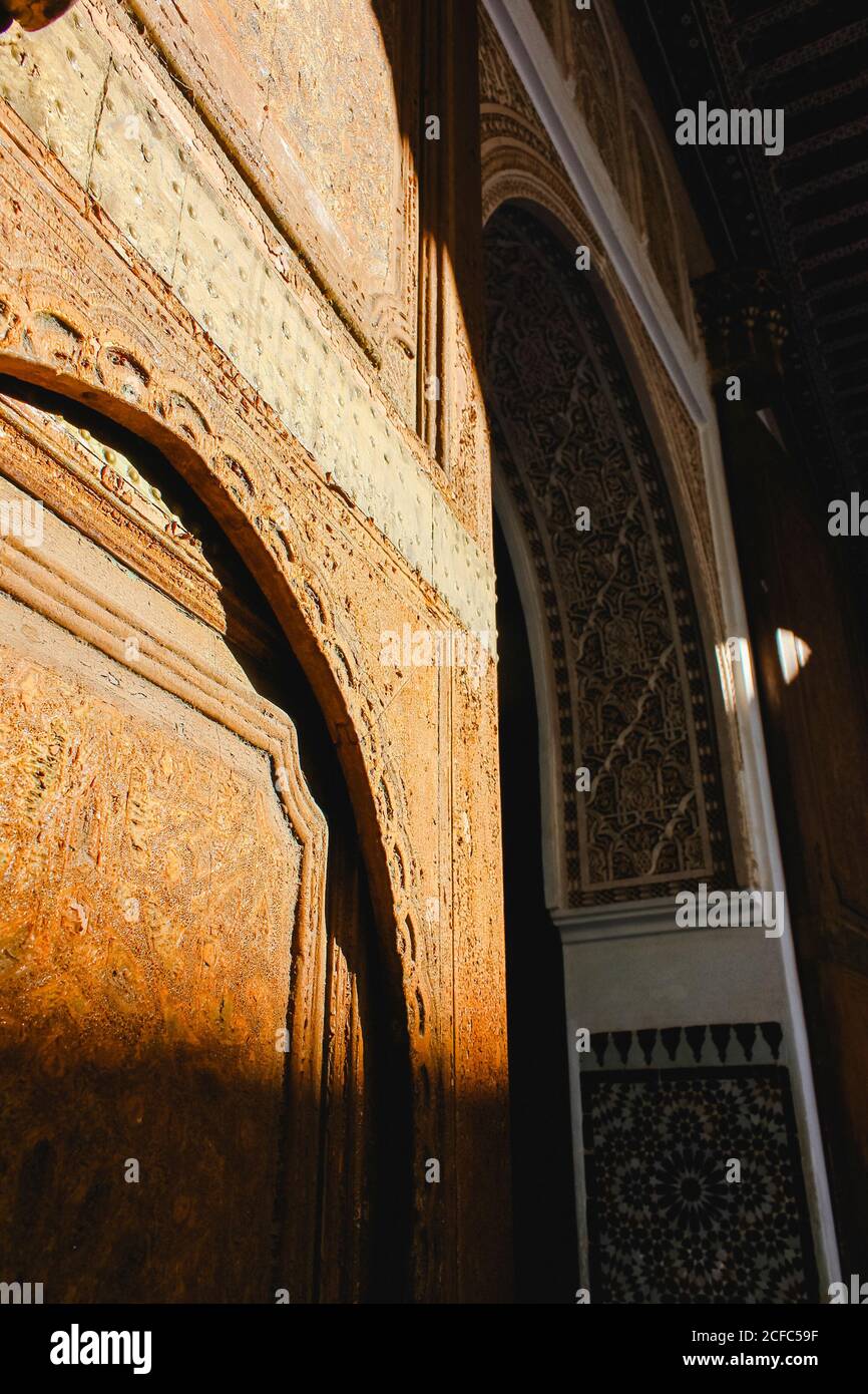 Medina of Marrakech "red city" with special riads and buildings, Mellah ...