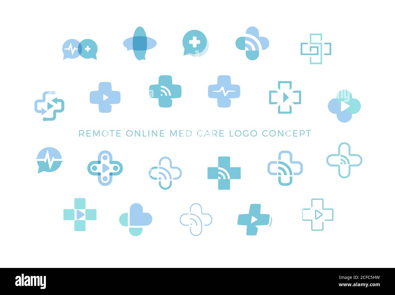 Telemedicine icons set, medical cross sign collection, creative logo ...