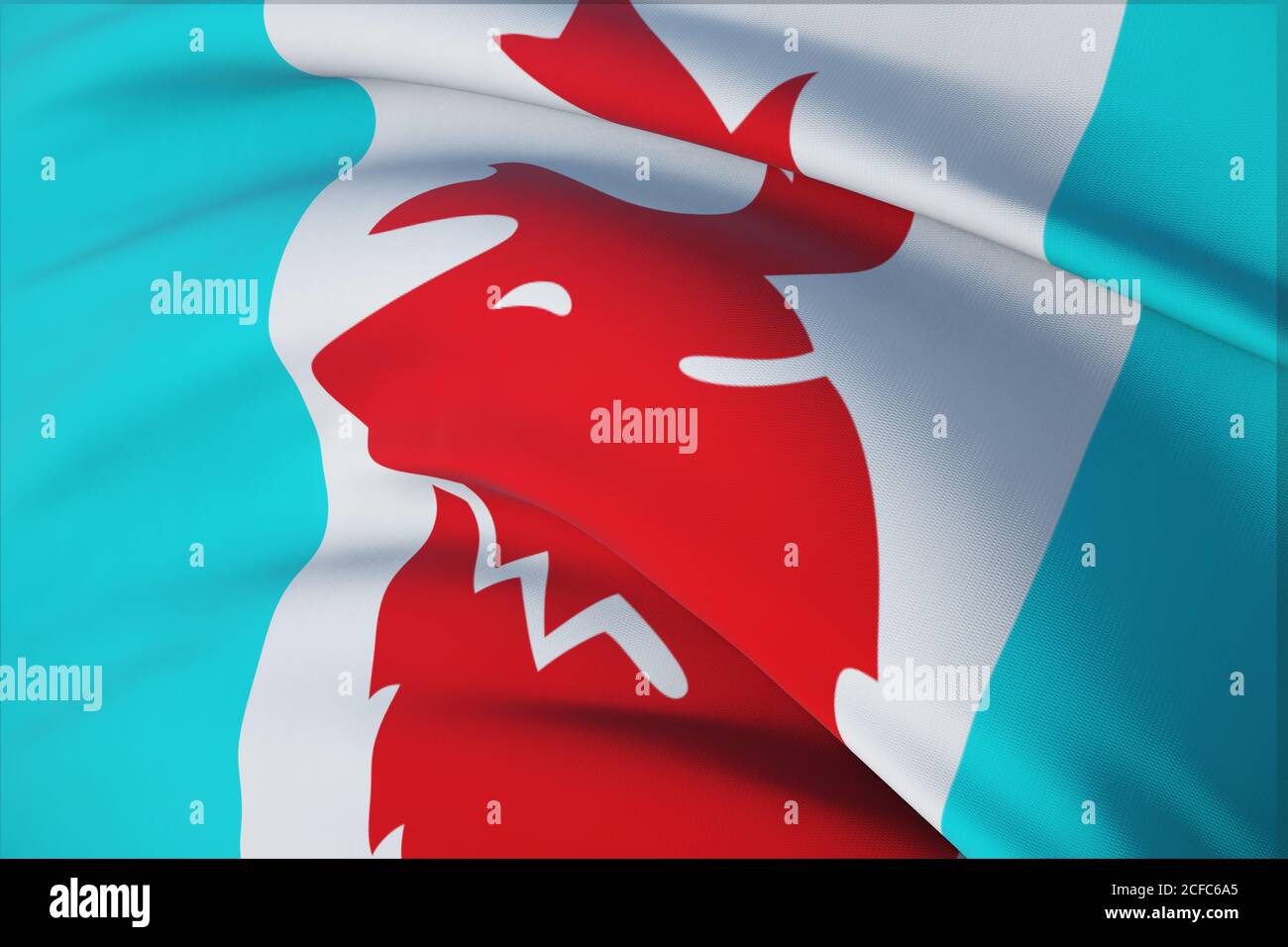 The flag of Koryak Okrug. 3D illustration close-up flag background ...