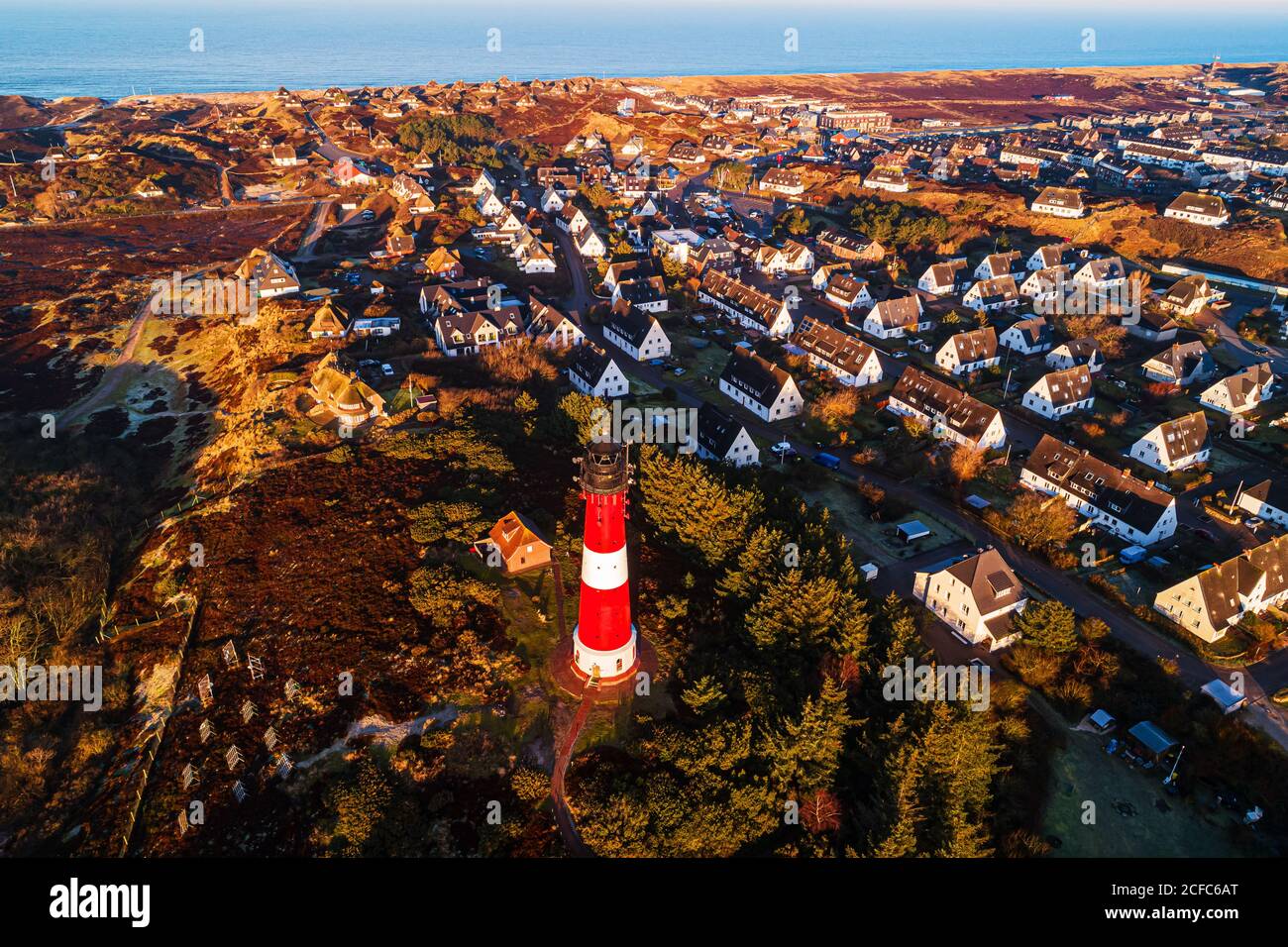 Aerial view (approved drone photograph) of Hörnum, Sylt Island with the ...