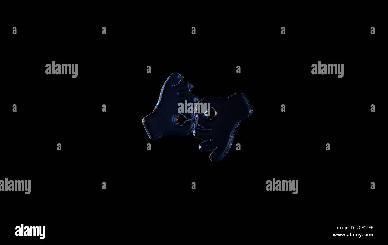 3d rendering glass symbol of American sign language interpreting ...