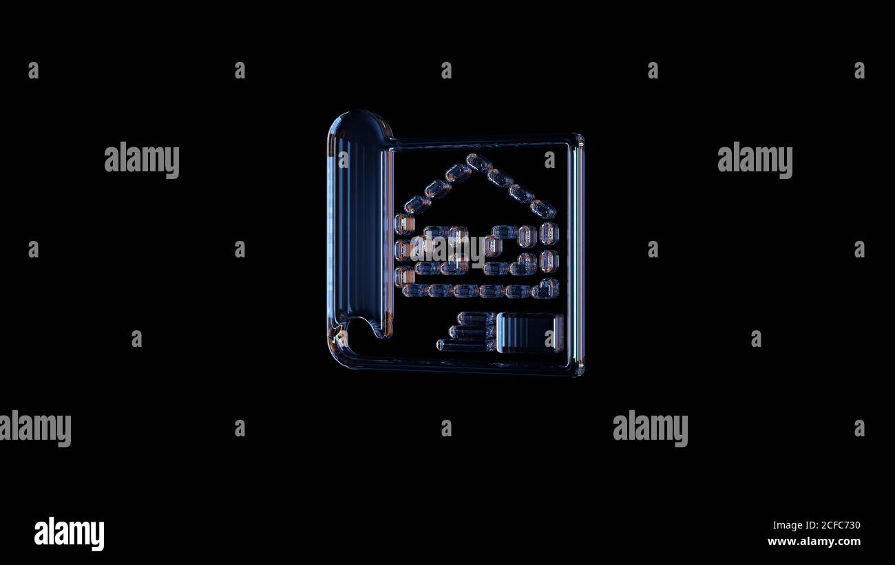 3d rendering glass symbol of blueprint isolated on black background ...
