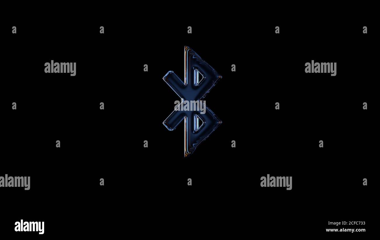 3d rendering glass symbol of Bluetooth isolated on black background ...