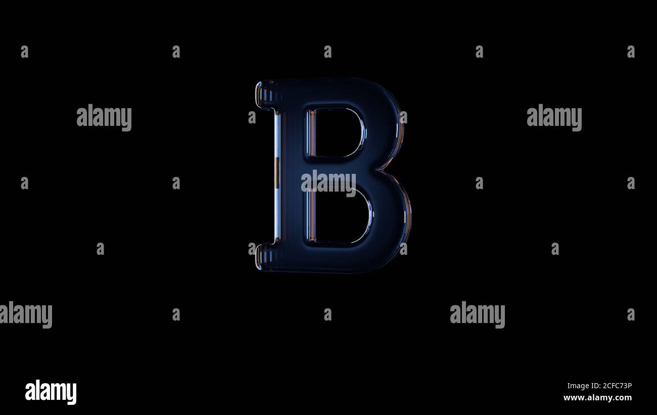 3d rendering glass symbol of bold font isolated on black background ...