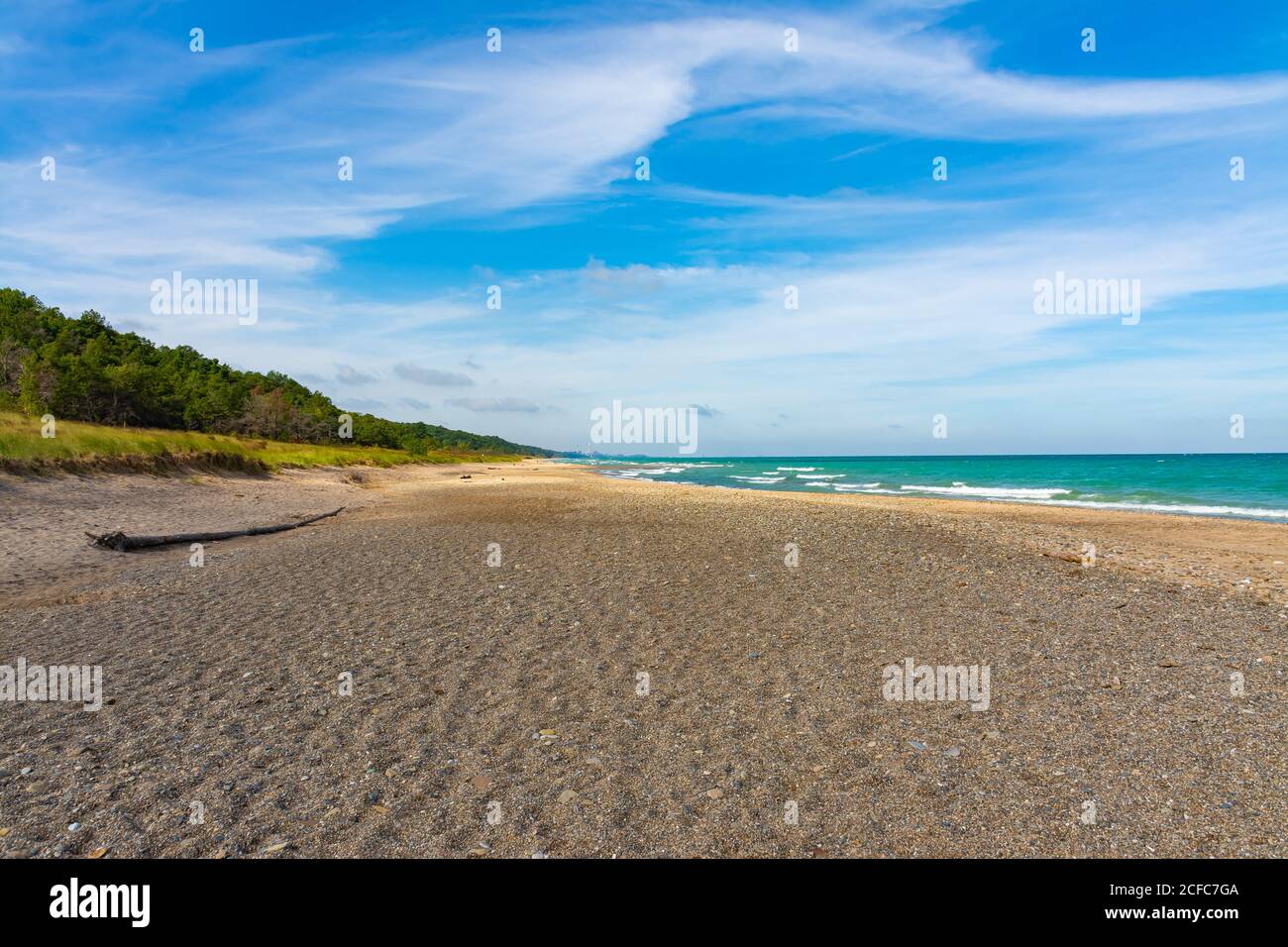 Shoreline of Lake Michigan on a beautiful Summer morning. Indiana Dunes ...