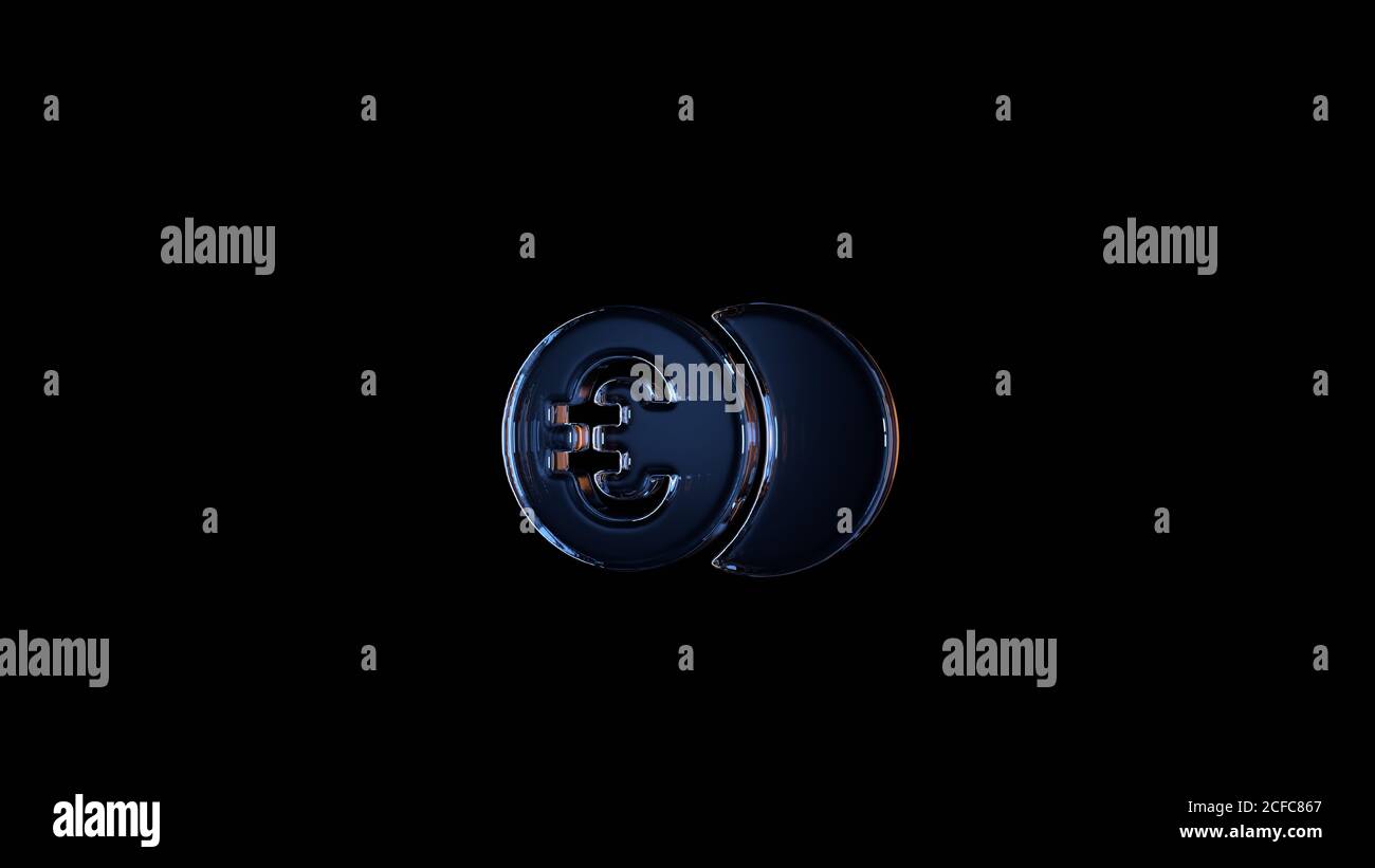 3d rendering glass symbol of two euro coins isolated on black ...