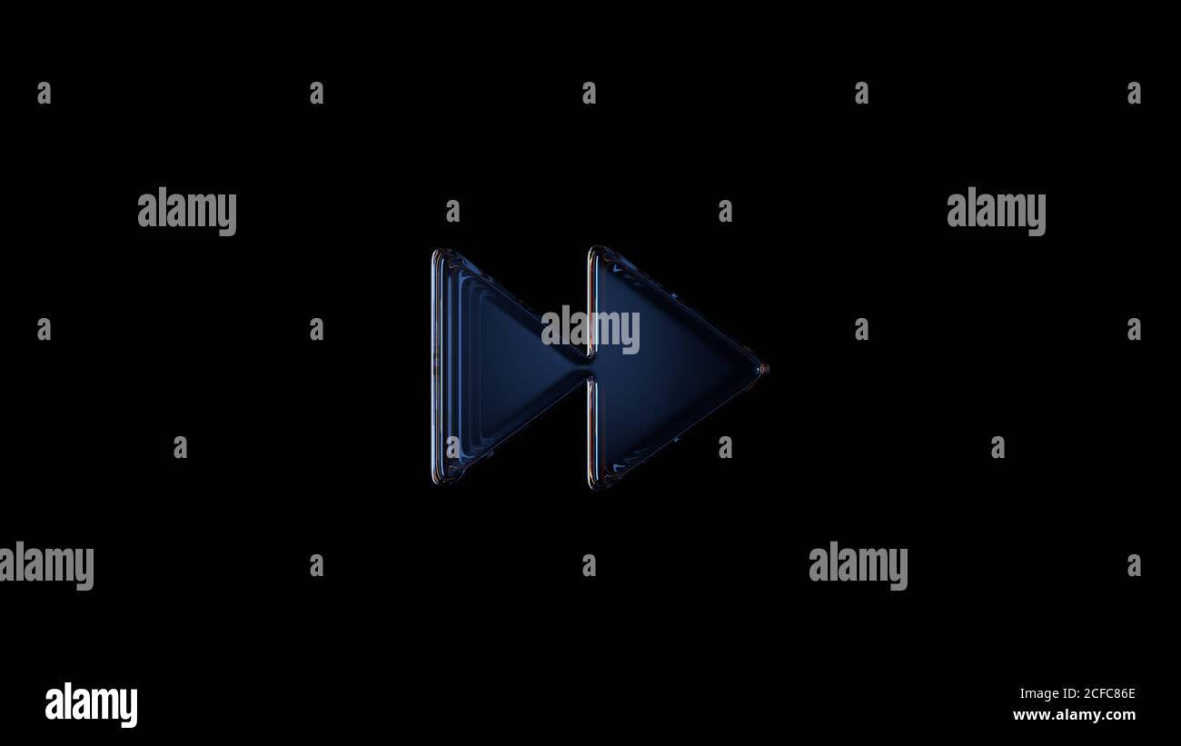 3d rendering glass symbol of fast forward symbol isolated on black ...