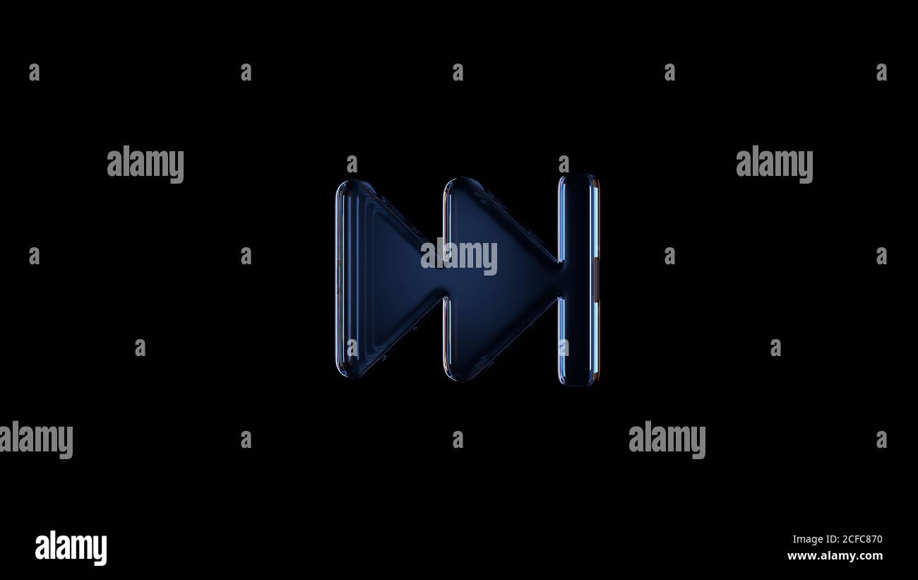 3d rendering glass symbol of fast forward symbol isolated on black ...
