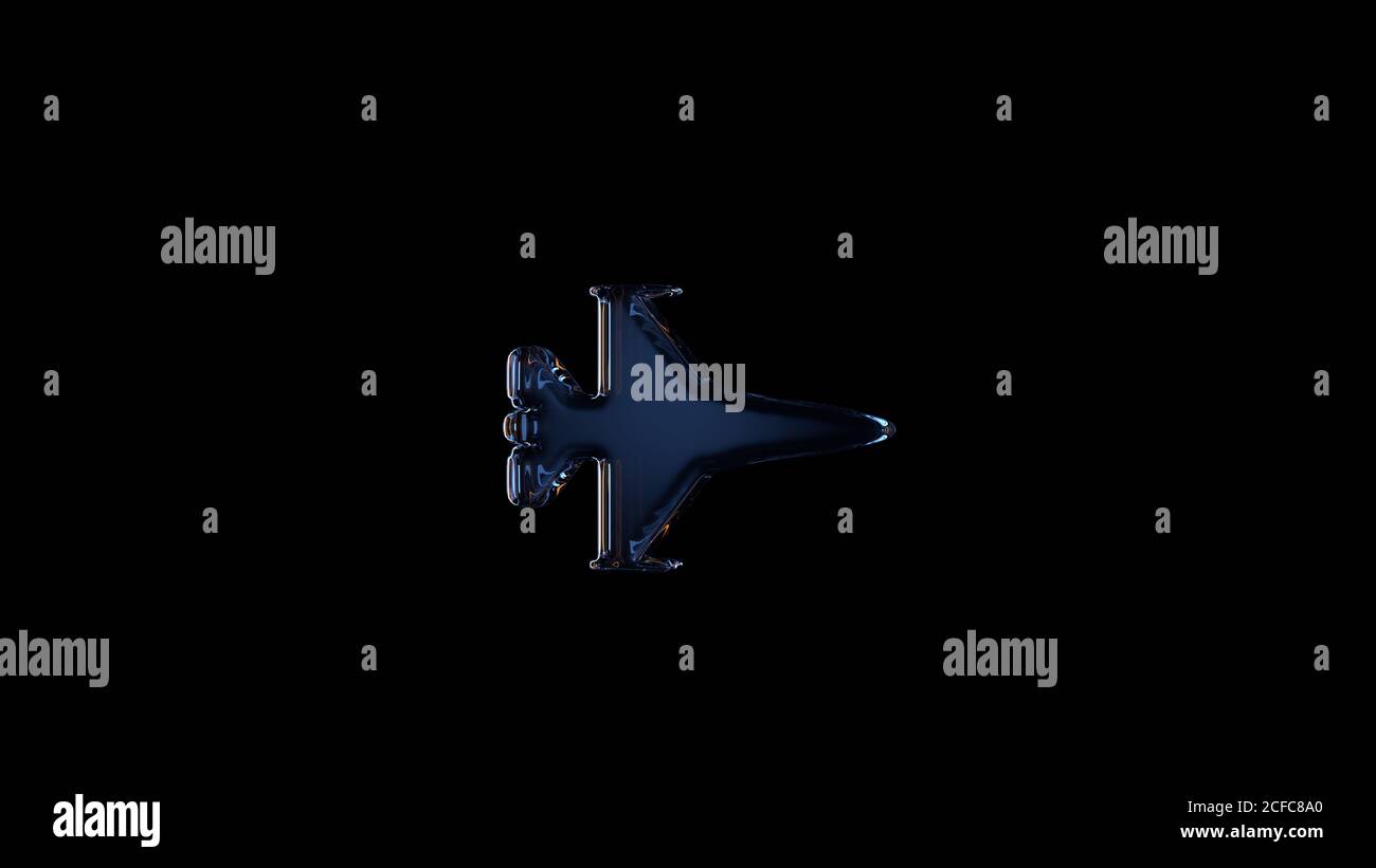 3d rendering glass symbol of fighting falcon fighter jet isolated on ...