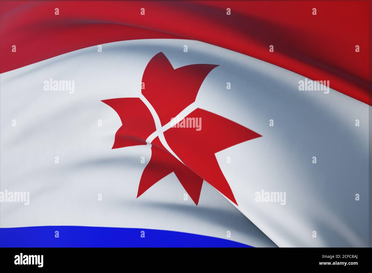 Flag of Mordovia. 3D illustration close-up flag background. Flags of ...