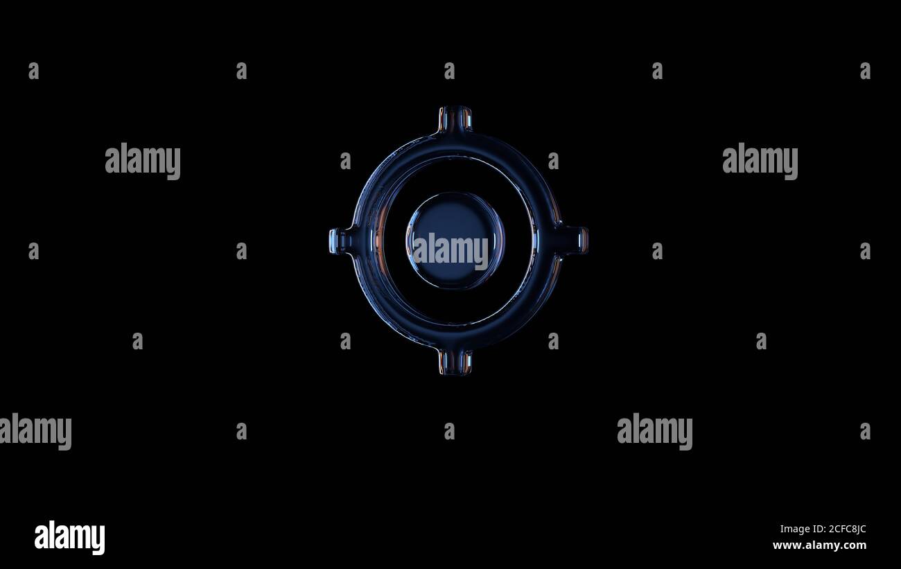 3d rendering glass symbol of gps fixed indicator isolated on black ...