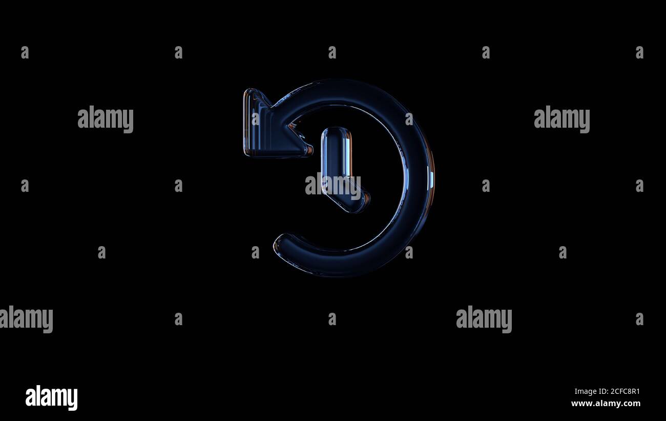 3d rendering glass symbol of clock with counterclockwise arrow isolated ...