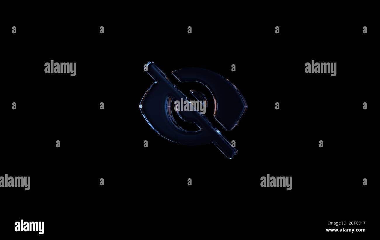 3d Rendering Glass Symbol Of Open Eye With Slash Isolated On Black Background With Light Blue