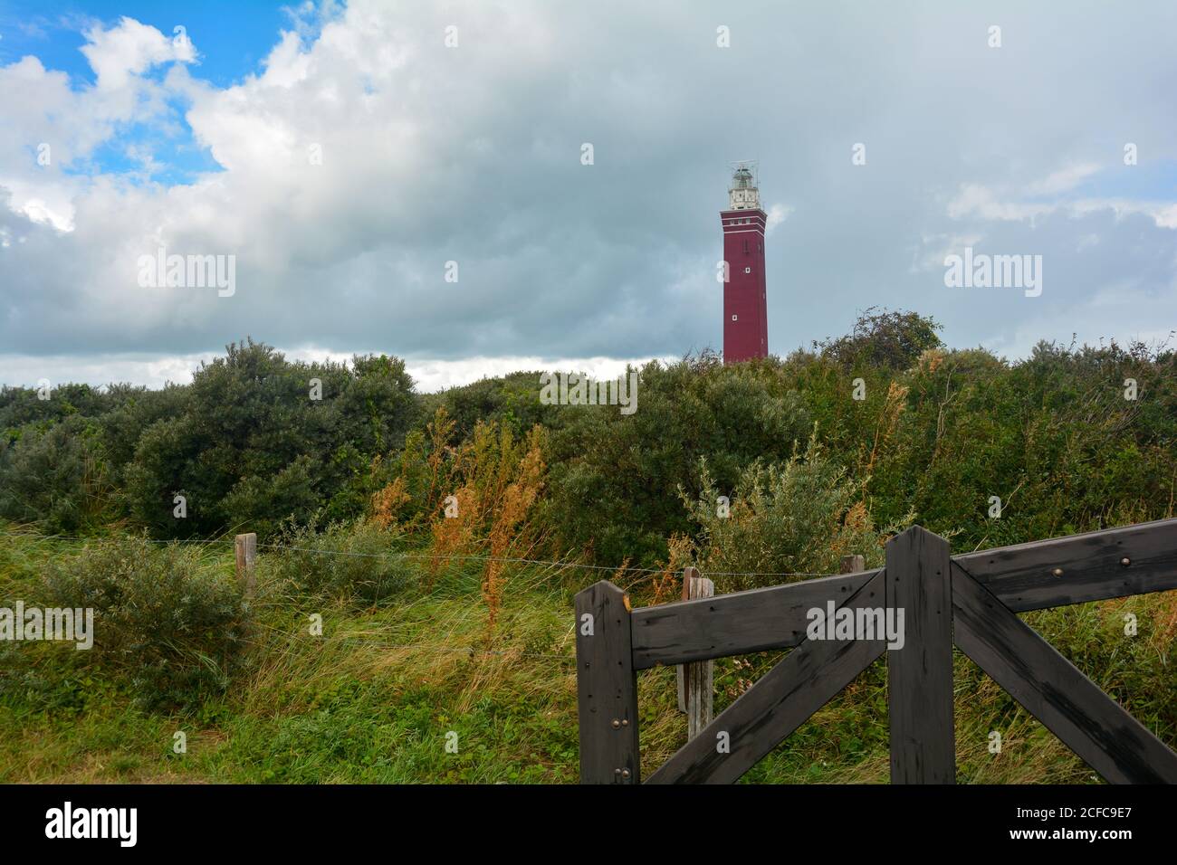 The 56 meter high angular "West Head Lighthouse" in Ouddorp in the ...