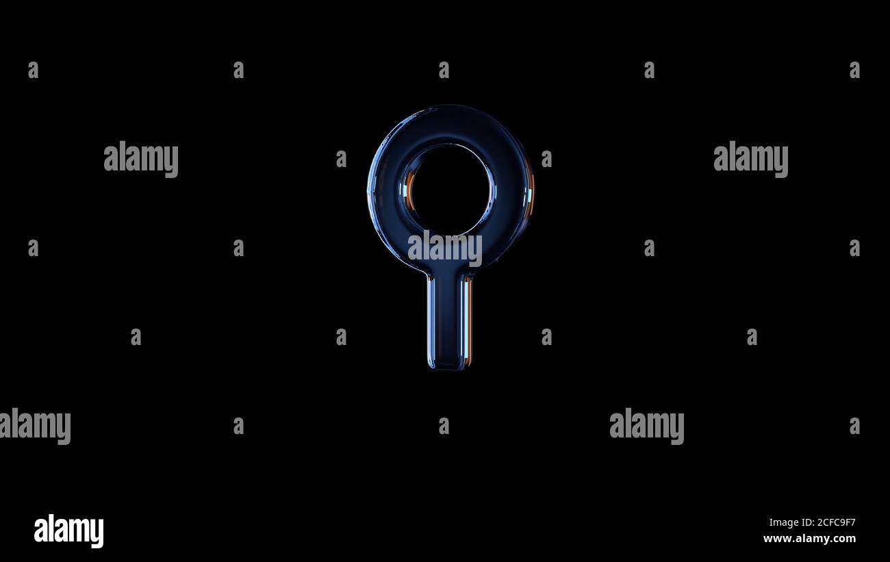 3d rendering glass symbol of handheld metal detector isolated on black ...