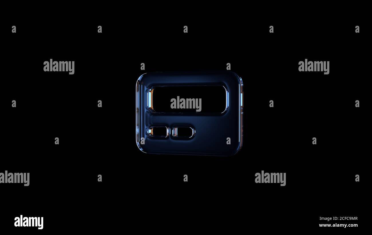 3d rendering glass symbol of pager isolated on black background with ...