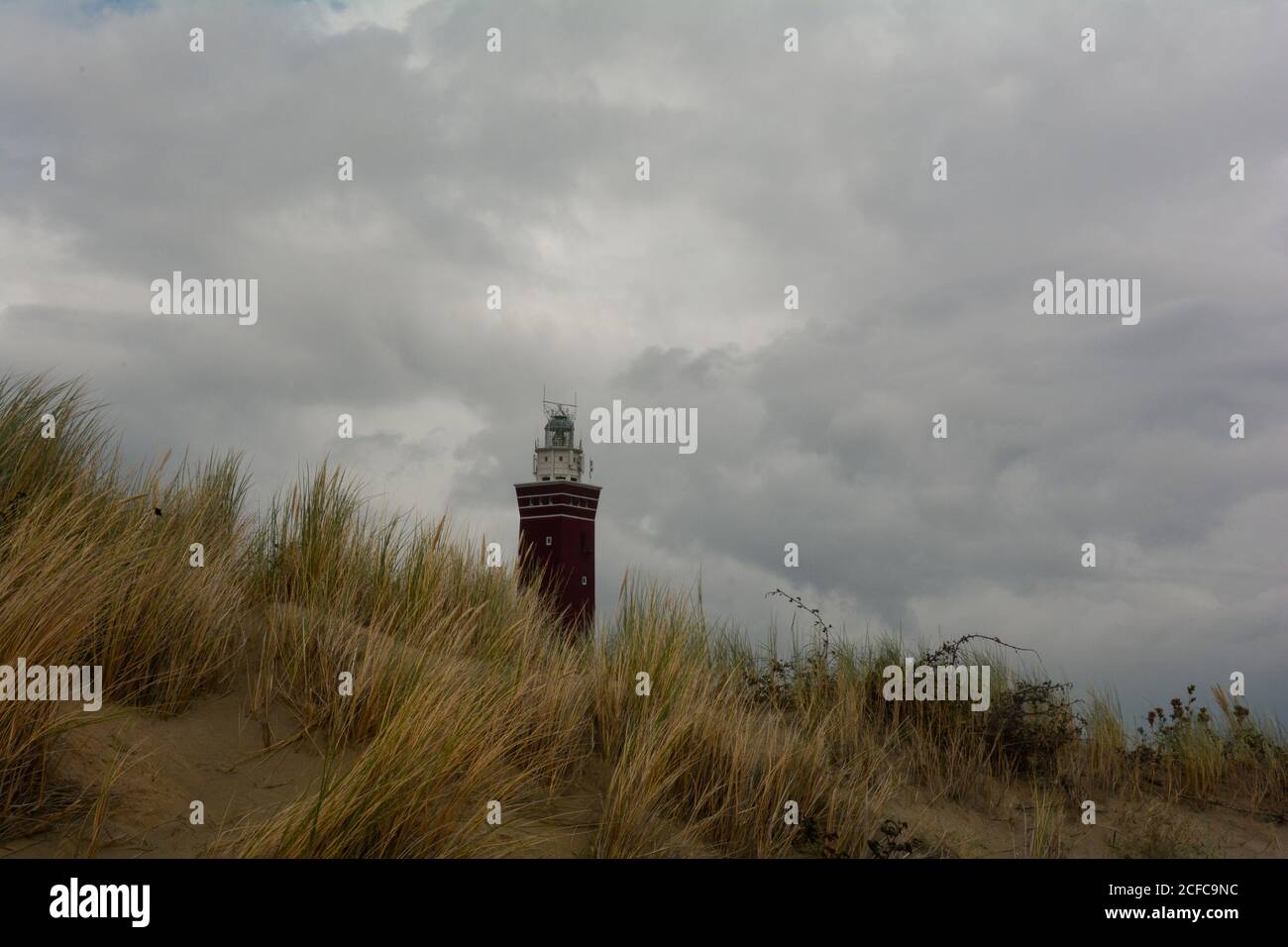 The 56 meter high angular "West Head Lighthouse" in Ouddorp in the ...