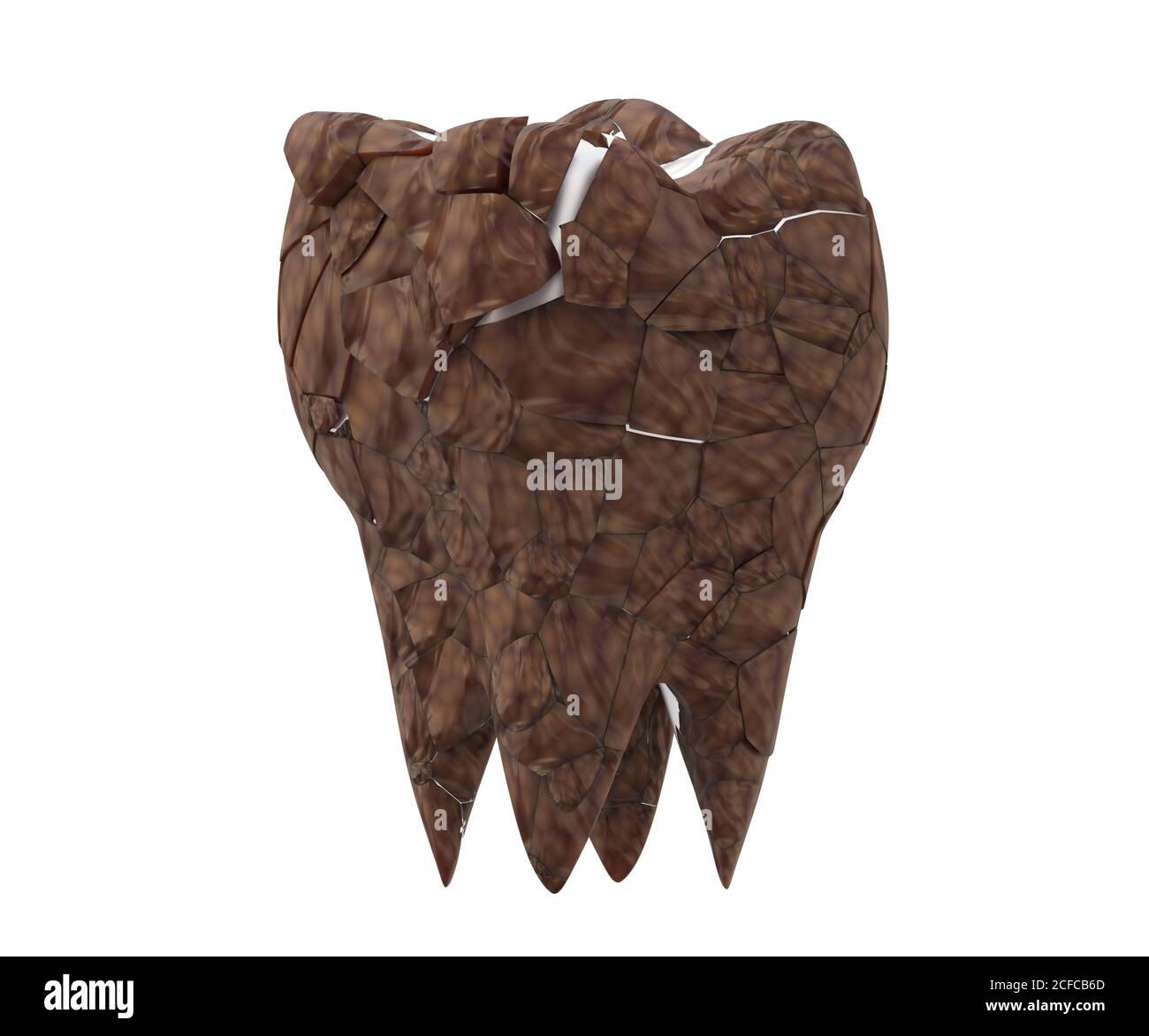 brown dirty plaque molar tooth isolated on white background. 3d ...