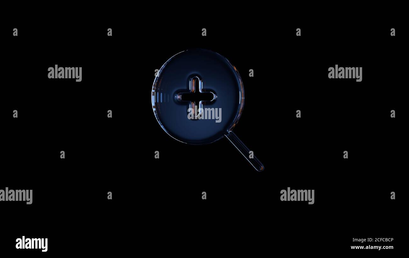 3d rendering glass symbol of magnifier zoom in with thin handle ...
