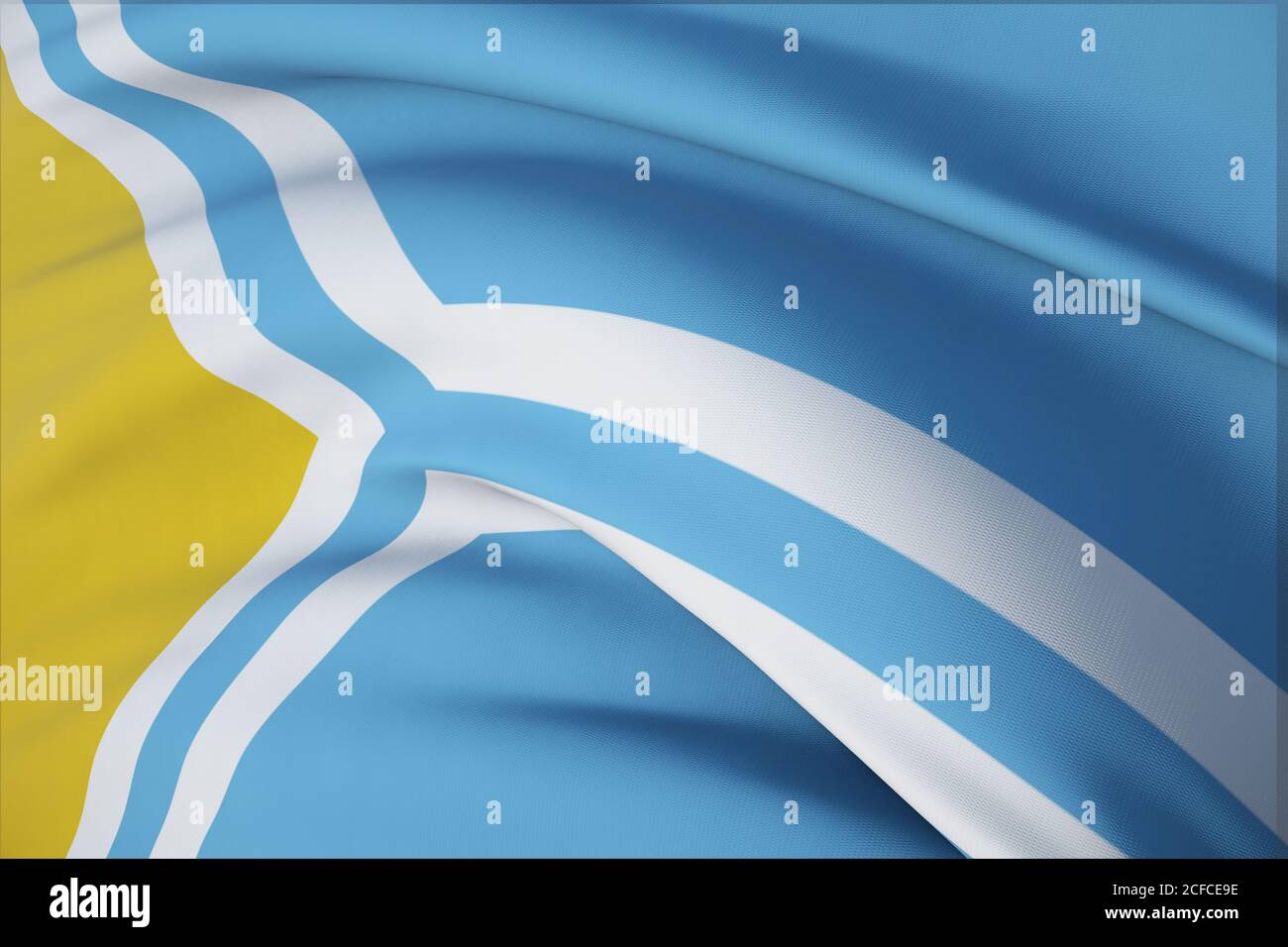 Flag of Tuva. 3D illustration close-up flag background. Flags of the ...