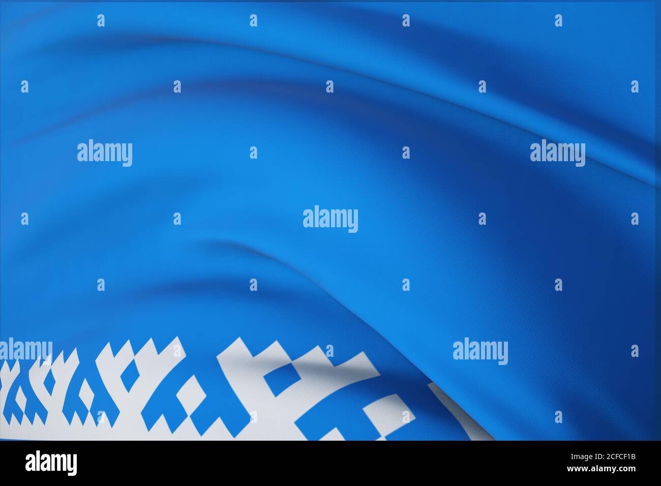 Flag of Nenets Autonomous Okrug. 3D illustration close-up flag ...