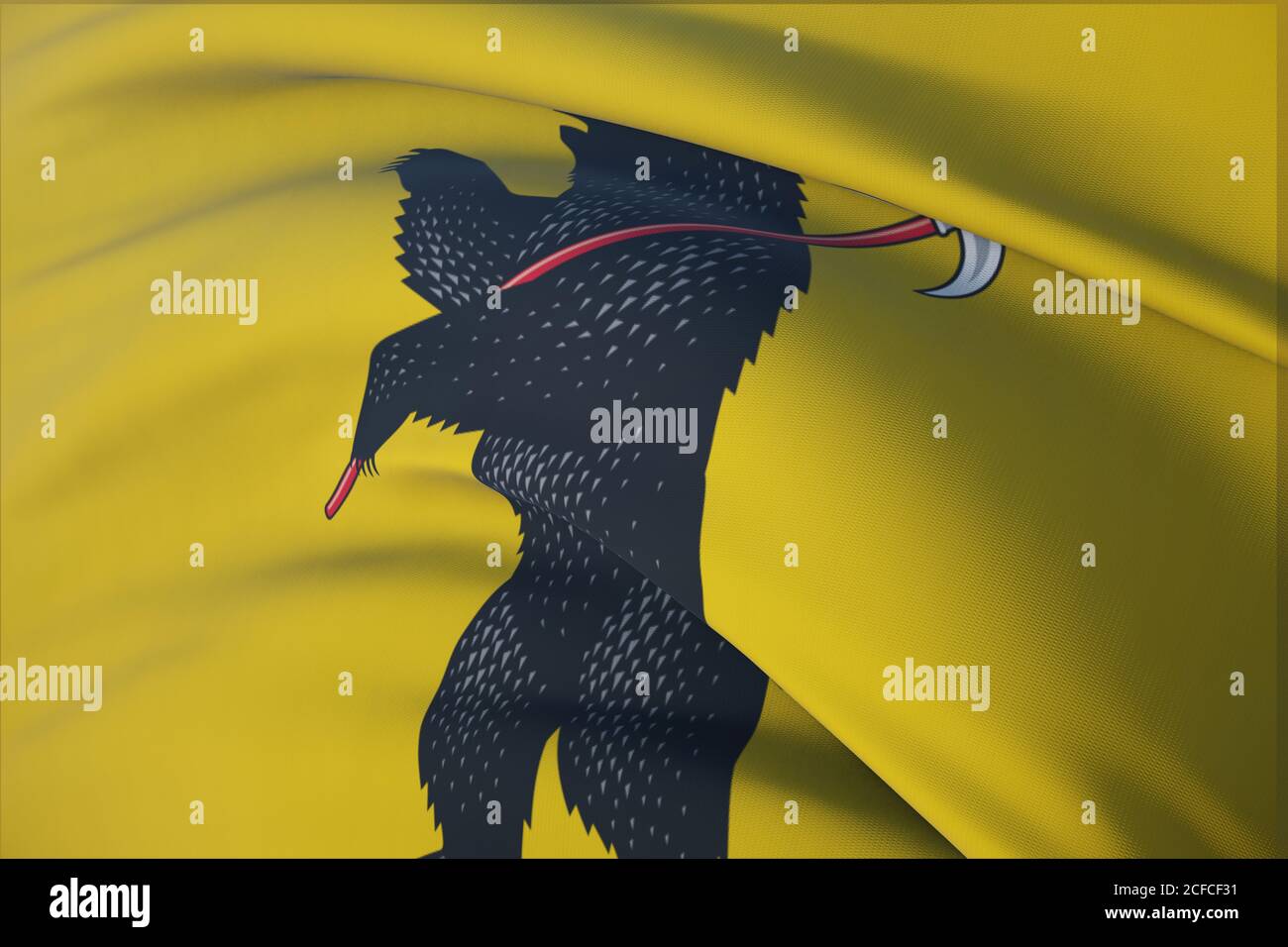 Flag of Yaroslavl Oblast. 3D illustration close-up flag background ...