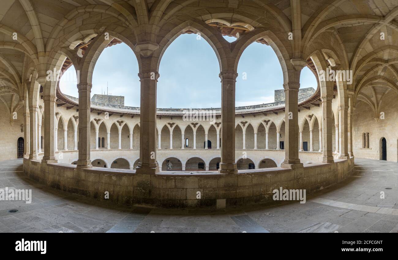Gothic architecture, building 15th century. ceiling in ogival ribbed ...
