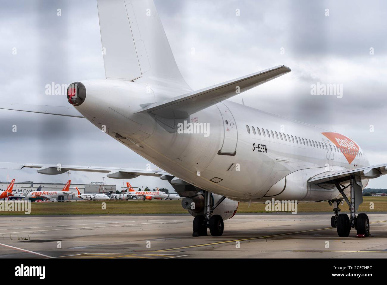 Surplus easyJet airliner jet planes stored at London Southend Airport ...