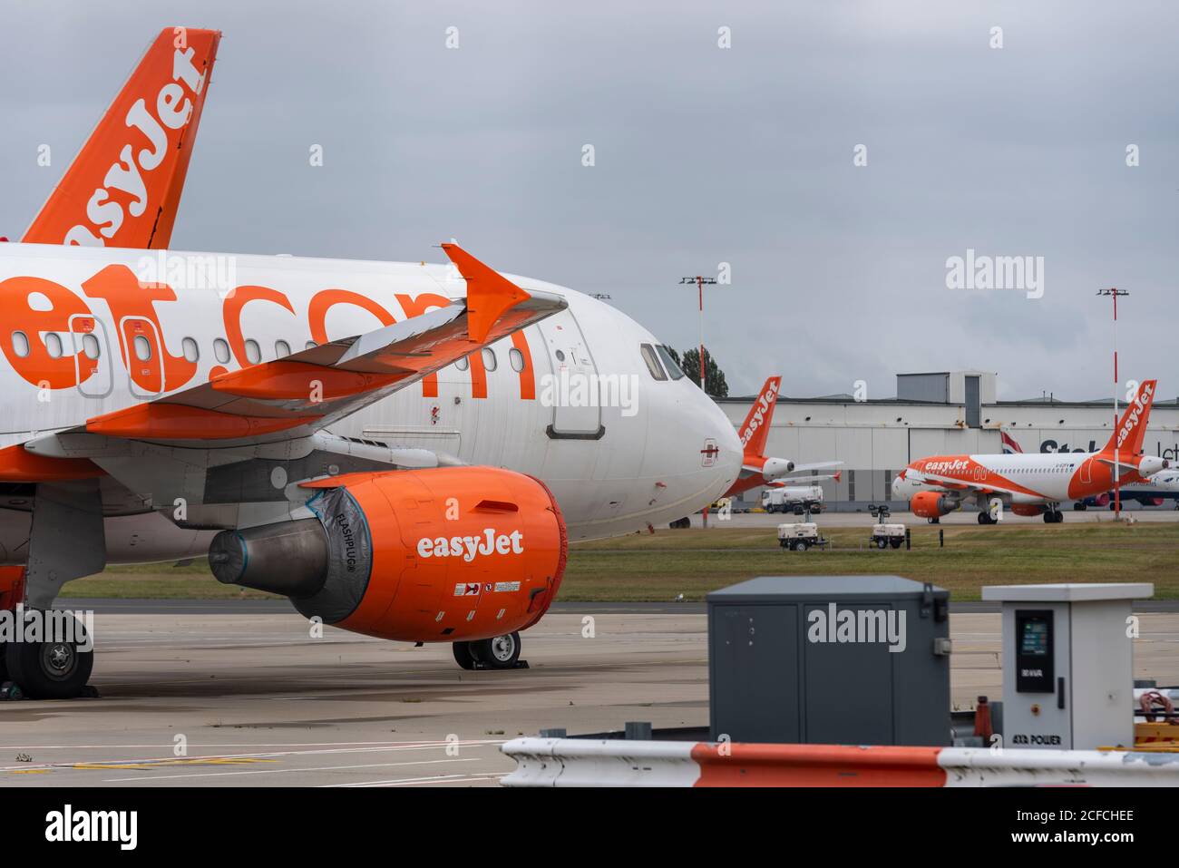 Surplus easyJet airliner jet planes stored at London Southend Airport ...