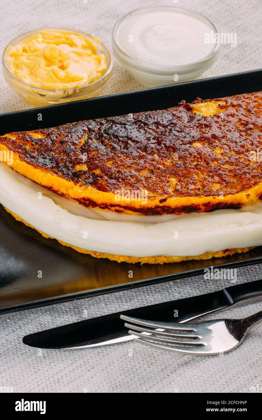 Typical venezuelan dish made corn stuffed white cheese hi-res stock ...