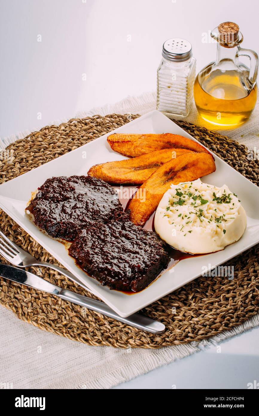 Homemade Venezuelan food. Traditional Venezuelan dish. Asado Negro ...