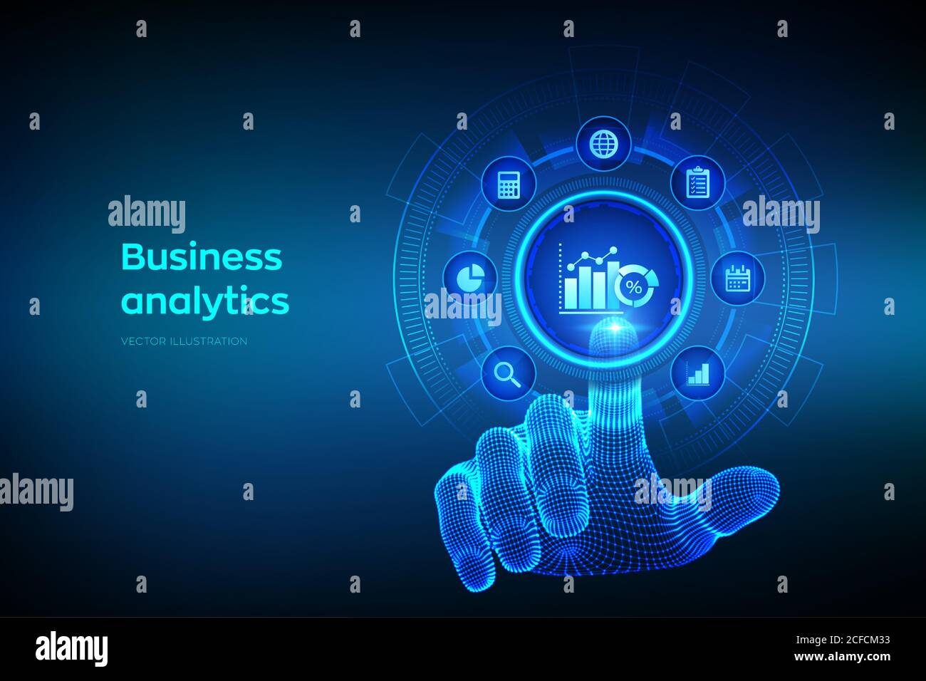 Business data analytics and robotic process automation concept on ...