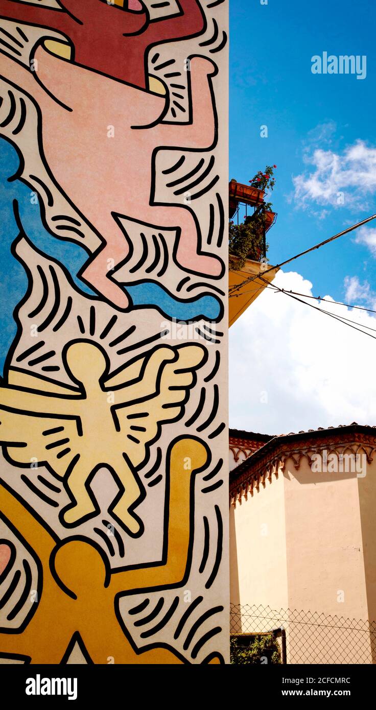 Keith Haring, Wall, Graffiti, Paintings, Pisa, Tuscany, Italy Stock ...